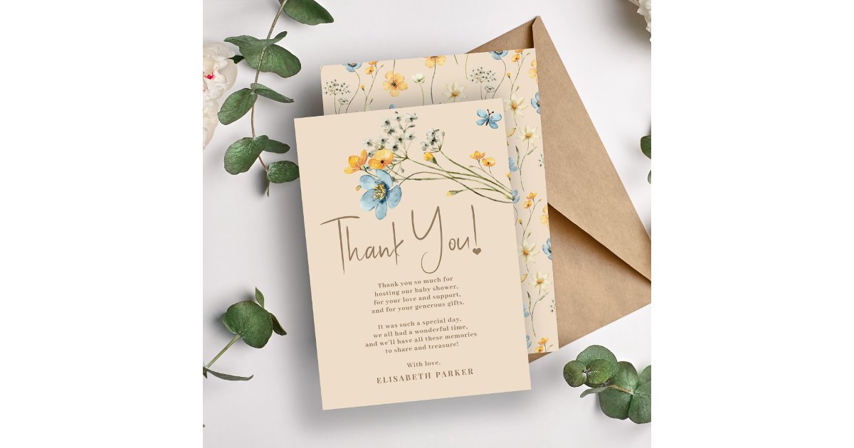 Boho gender neutral baby shower thank you card | Zazzle