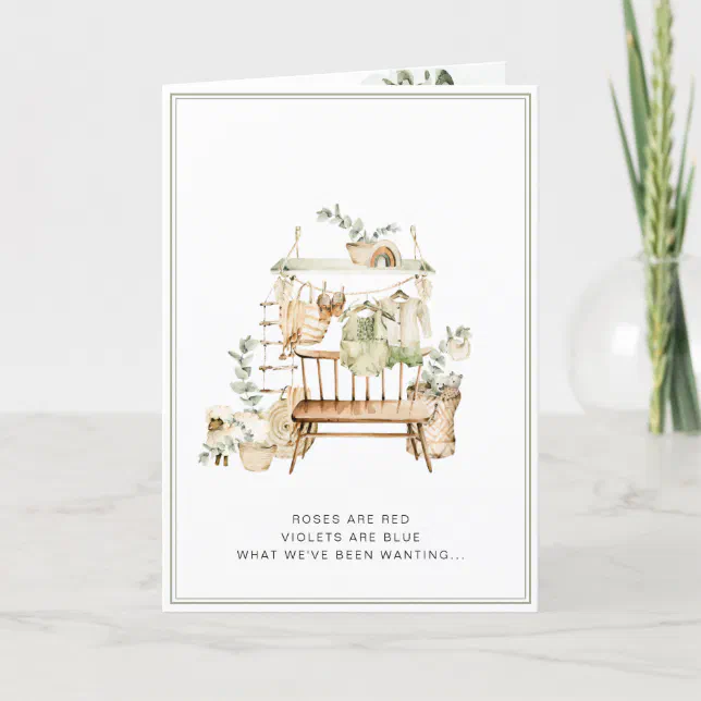 Boho Gender Neutral Pregnancy Announcement Card | Zazzle