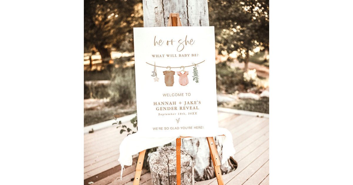 Boho Gender Reveal Welcome Sign | Neutral Welcome | Zazzle