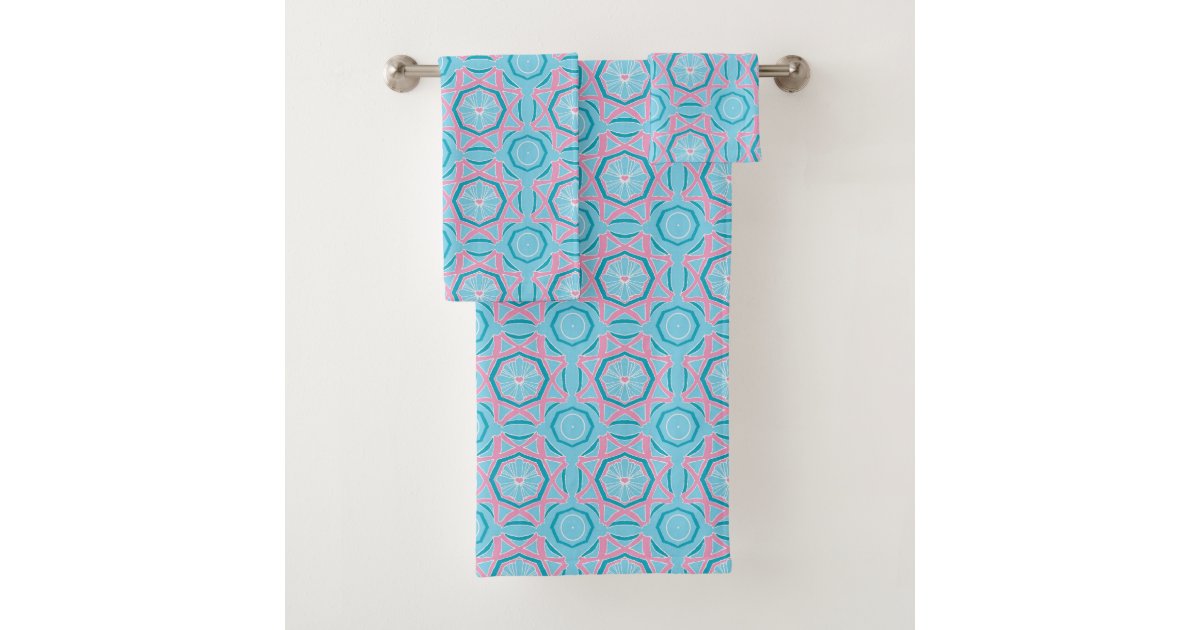 Boho Geometric Pattern Bath Towel Set | Zazzle