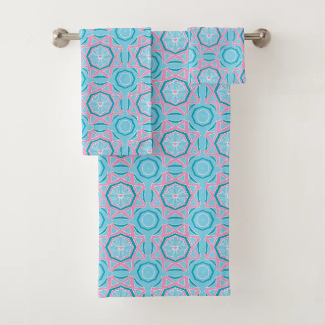 Boho Geometric Pattern Bath Towel Set | Zazzle