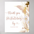 Boho gold butterfly Thank you for fluttering by Poster | Zazzle