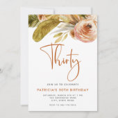 Boho Gold Pink Floral 30th Birthday Party Invitation | Zazzle