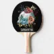 Boho Goth floral Skull Personalized name Ping Pong Paddle | Zazzle