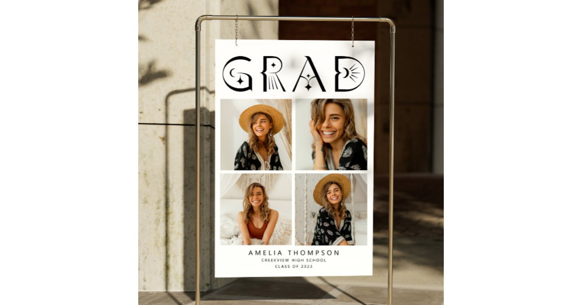 Boho GRAD Graduation Party Photo Collage Foam Board | Zazzle