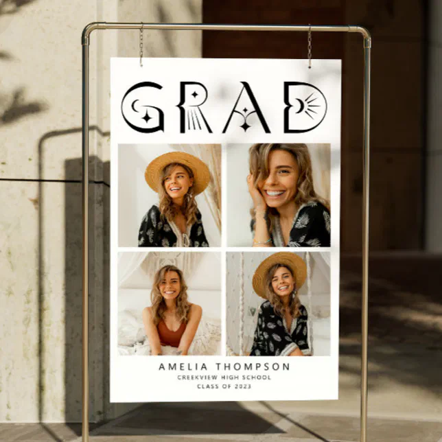 Boho GRAD Graduation Party Photo Collage Foam Board | Zazzle
