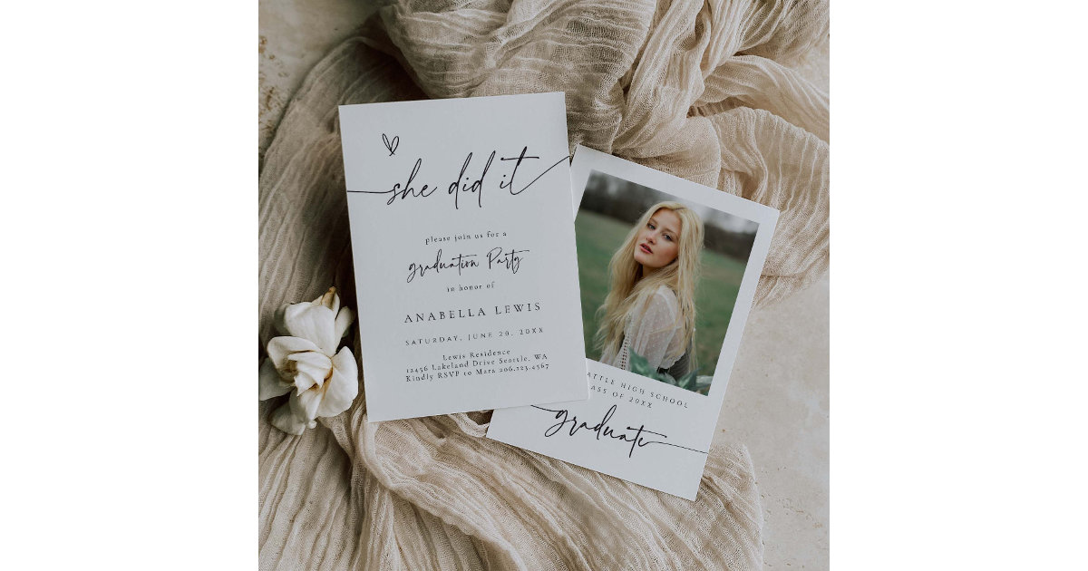 Boho Graduation Party Announcement Invitation Card | Zazzle