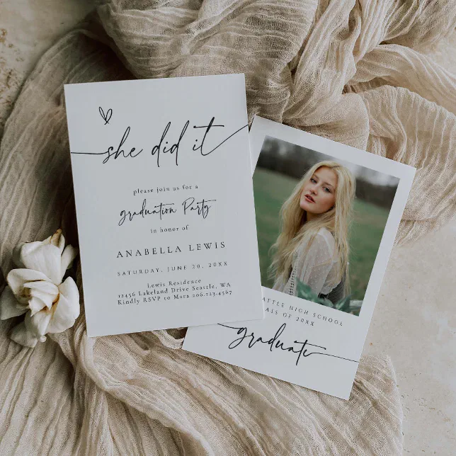 Boho Graduation Party Announcement Invitation Card | Zazzle