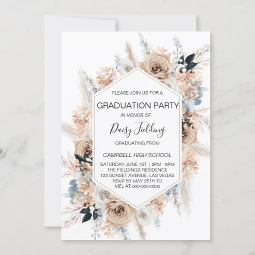 Boho Graduation Photo Party Invitation | Zazzle