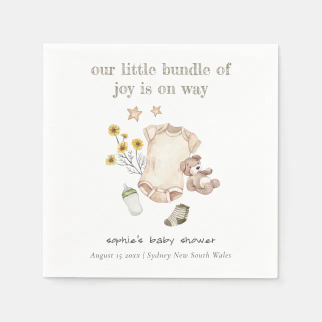 Boho Green Baby Clothes Gender Neutral Baby Shower Napkins | Zazzle