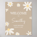 Boho Groovy Daisy Baby Shower Welcome Poster | Zazzle