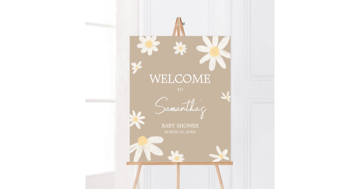 Boho Groovy Daisy Baby Shower Welcome Poster | Zazzle