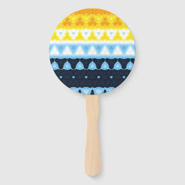 Boho Groovy Geometric Abstract AroAce Pride Flag Hand Fan | Zazzle