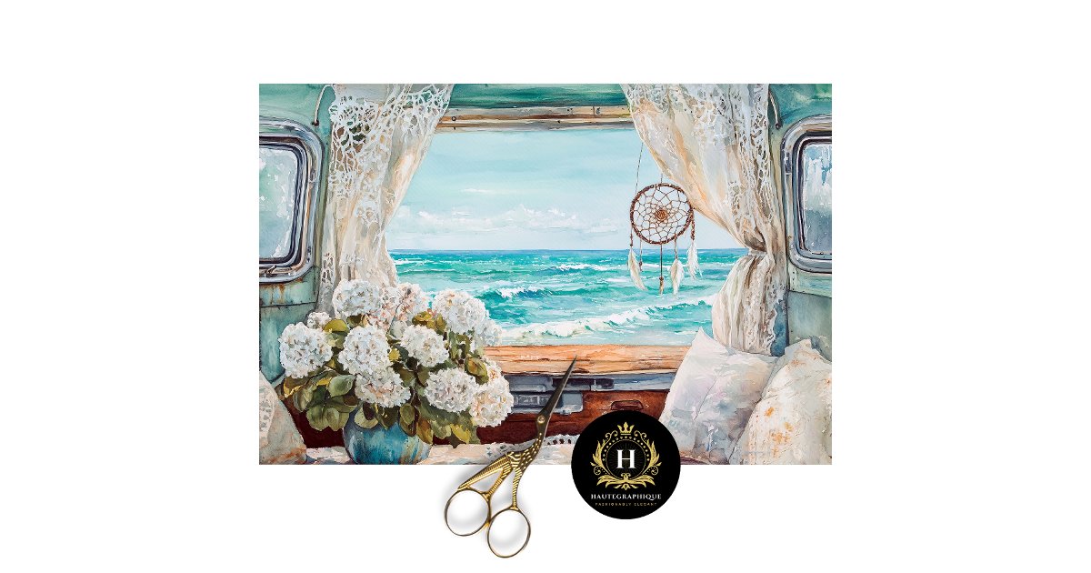 Boho Gypsy Seaside Caravan Window Decoupage Tissue Paper | Zazzle