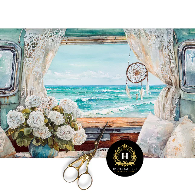 Boho Gypsy Seaside Caravan Window Decoupage Tissue Paper | Zazzle