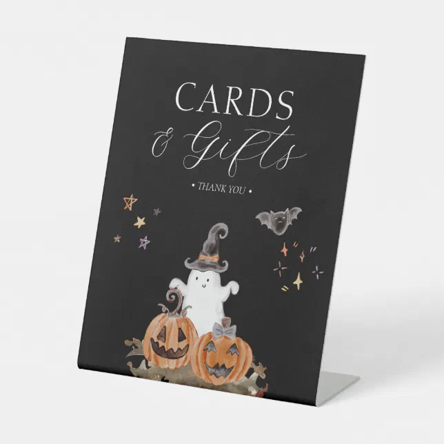Boho Halloween Baby Shower Cards & Gifts Pedestal Sign | Zazzle