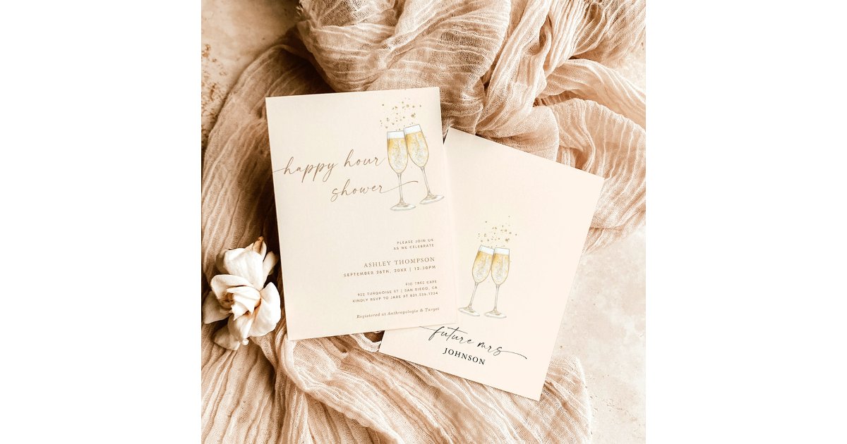 Boho Happy Hour Bridal Shower Invite | Zazzle