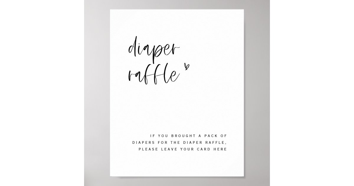 Boho Heart Diaper Raffle Baby Shower Sign E100 | Zazzle