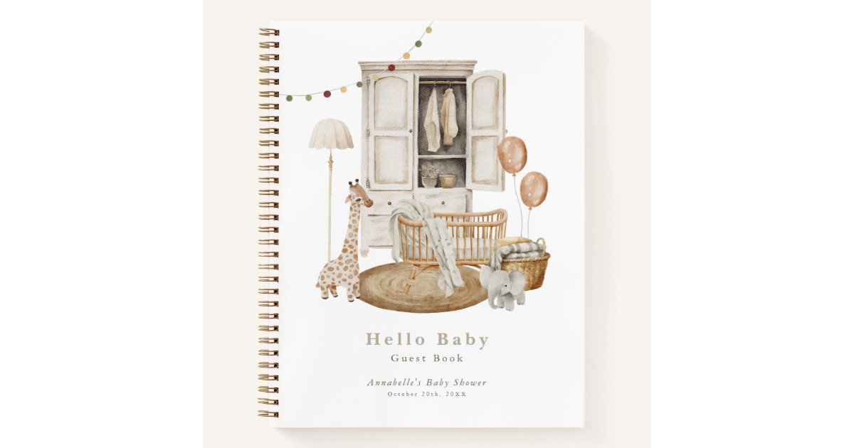 Boho Hello Baby Shower Nursery Wardrobe Guest Book | Zazzle