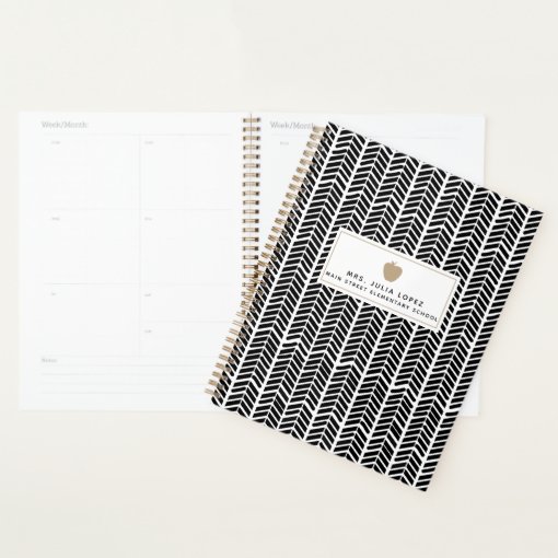 Boho Herringbone Teacher Planner | Zazzle