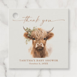 Boho Highland Cow Neutral Couples Baby Shower Favor Tags | Zazzle