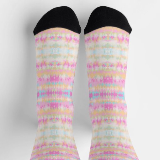 Boho hippie pastel rainbow unicorn tie dye pink socks | Zazzle