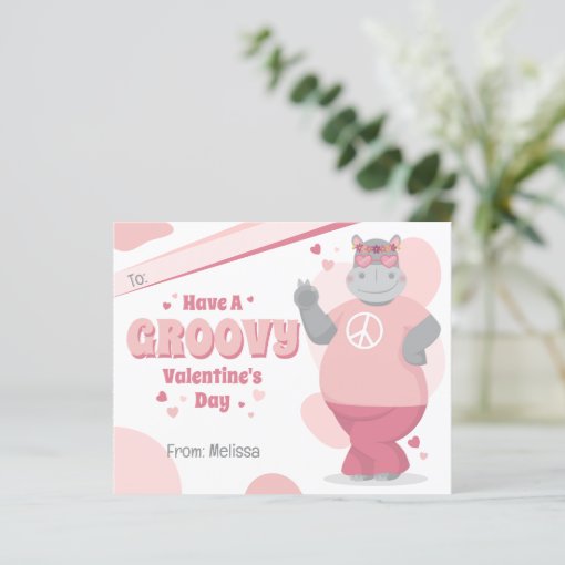 Boho Hippo Kids Valentine's Day Card | Zazzle
