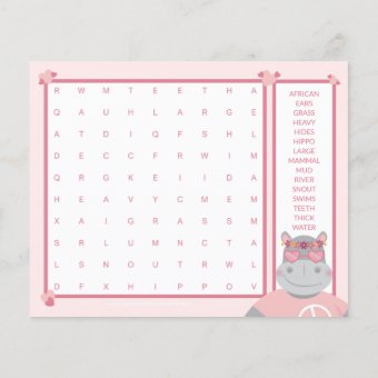 Boho Hippo Kids Valentine's Day Card | Zazzle