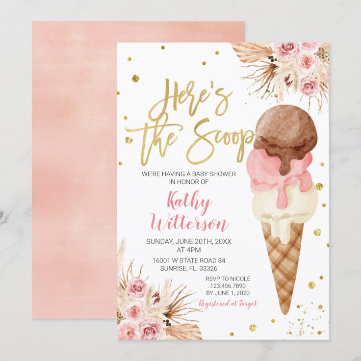 Boho Ice Cream Baby Shower Invitation | Zazzle