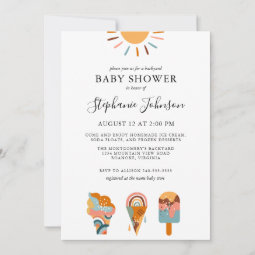 Boho Ice Cream Backyard Baby Shower Invitation | Zazzle