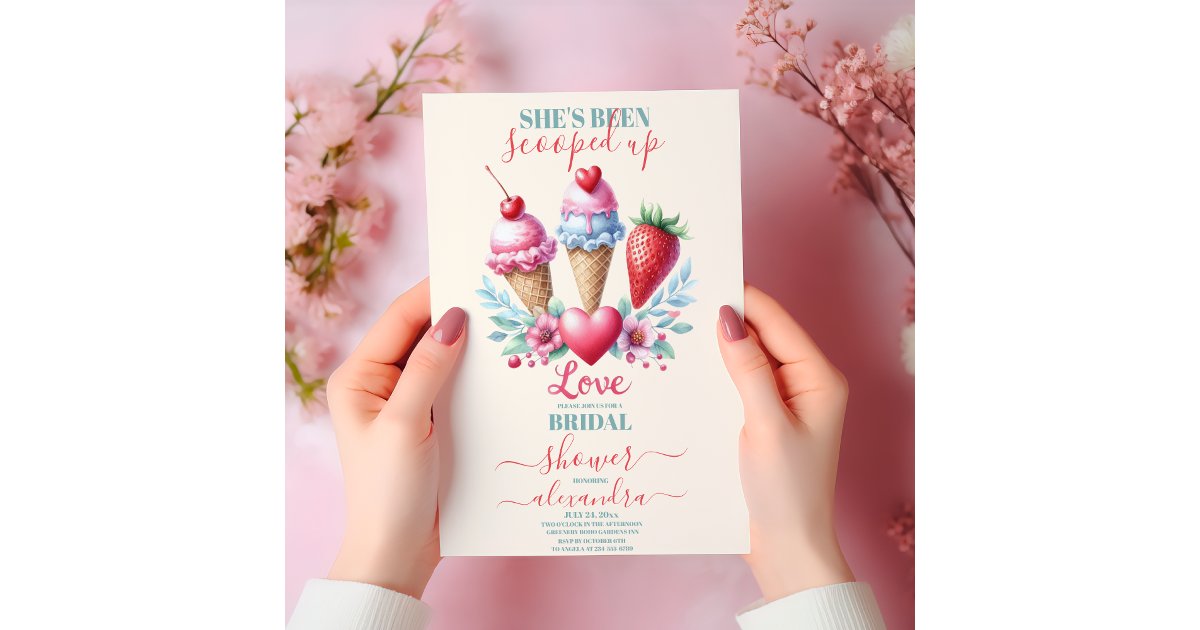 Boho Ice Cream Bridal Shower Invitation | Zazzle