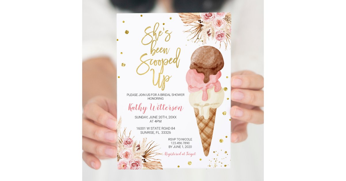 Boho Ice Cream Bridal Shower Invitation | Zazzle