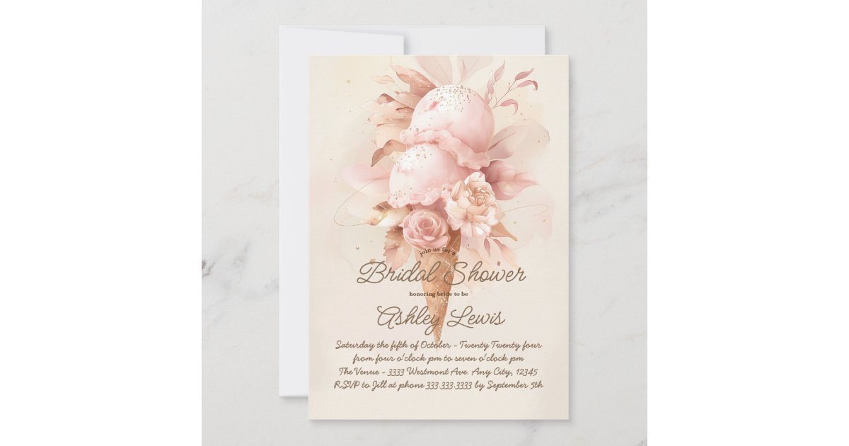 Boho Ice cream invitation, blush ice cream Invitation | Zazzle
