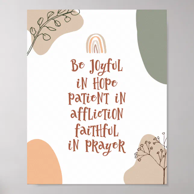 Boho Inspirational Christian Bible Verse Rainbow Poster | Zazzle