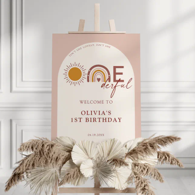 Boho Isn't She Onederful 1st Birthday Arch Welcome Foam Board | Zazzle