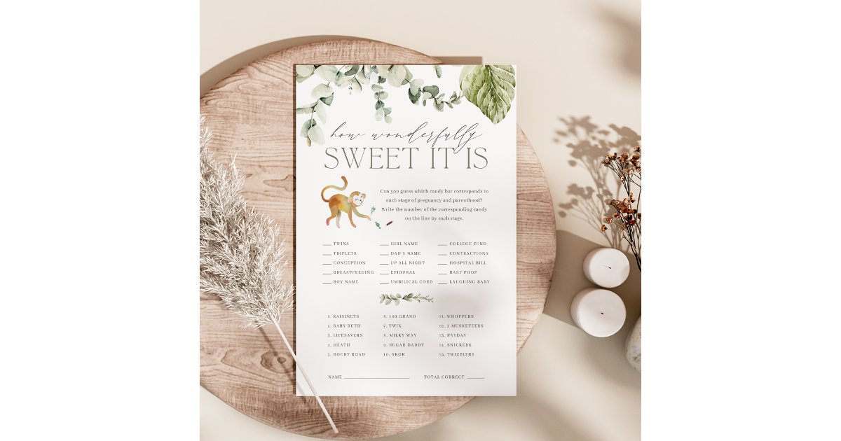 Boho Jungle Safari Baby Shower Candy Guessing Game Flyer | Zazzle