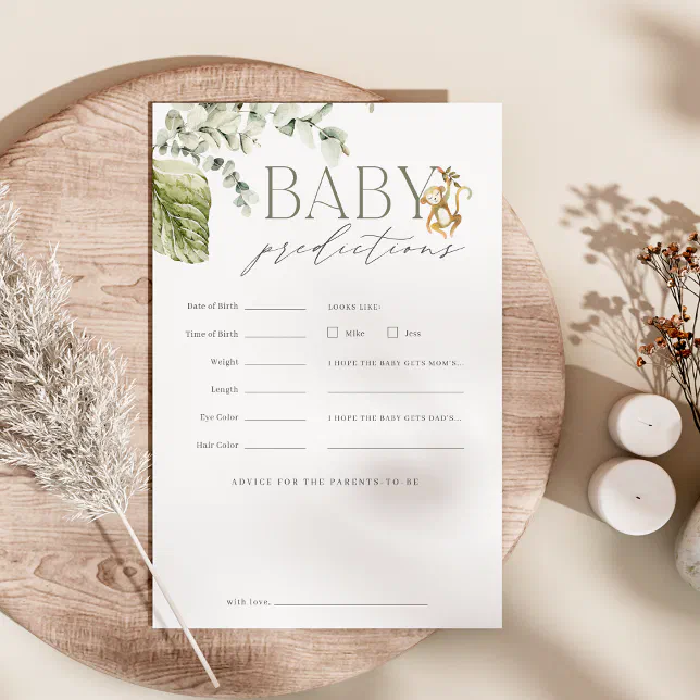 Boho Jungle Safari Baby Shower Predictions Game Flyer | Zazzle
