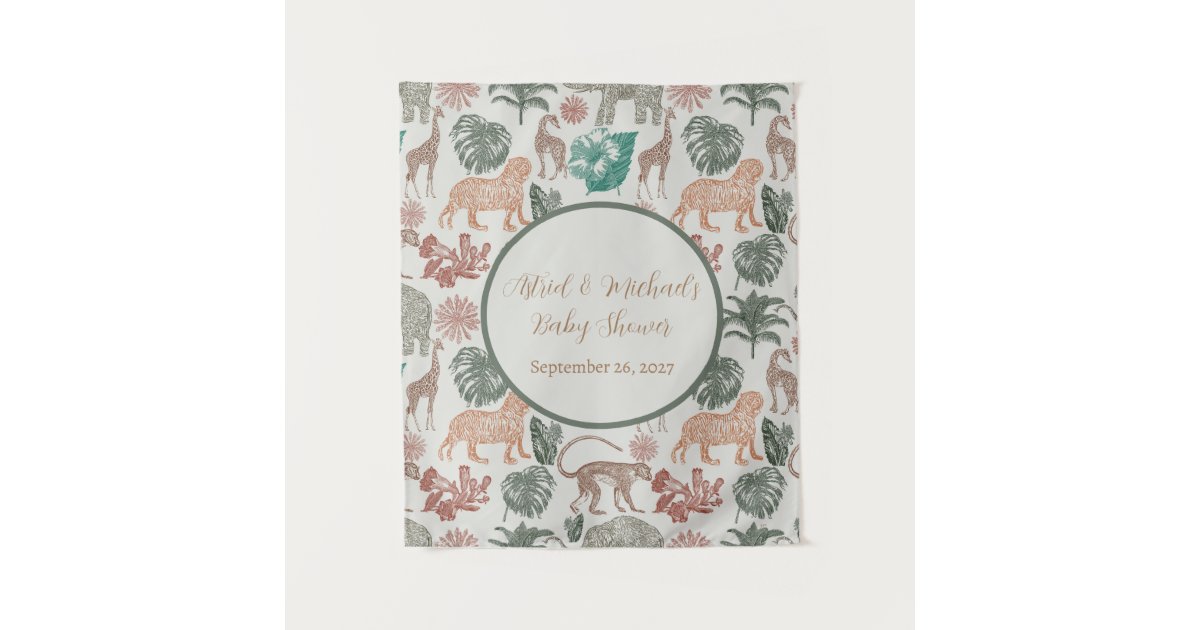 Boho Jungle Safari Baby Shower Tapestry | Zazzle