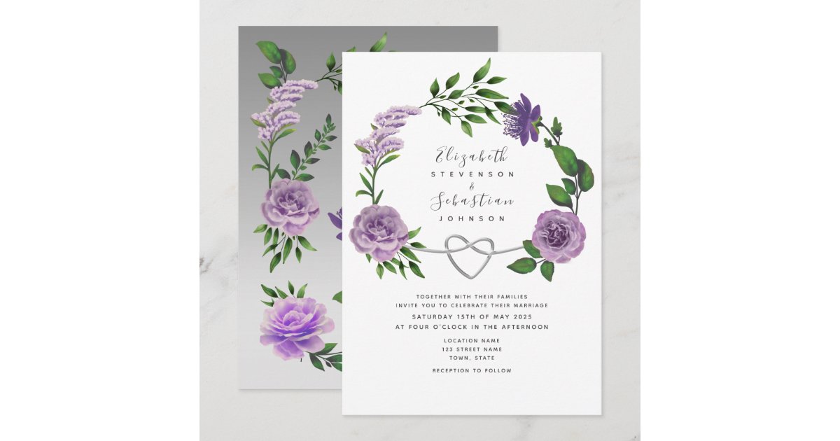 Boho Lavender Purple Wedding Invitation | Zazzle