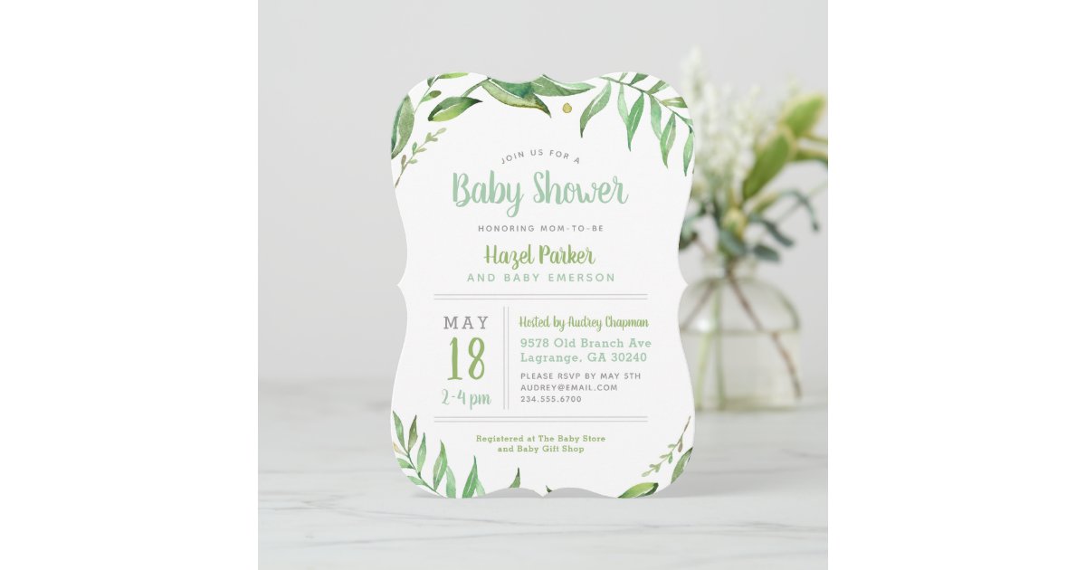 Boho Leaves Baby Shower Invitation | Zazzle