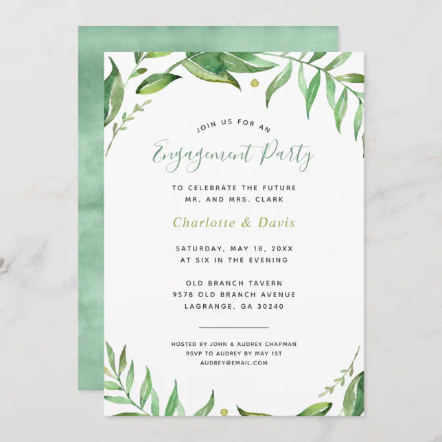 Boho Leaves Engagement Party Invitation | Zazzle