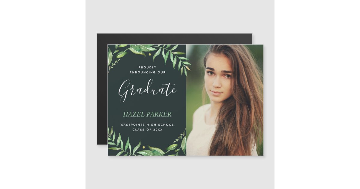 Boho Leaves Photo Graduation Announcement | Zazzle