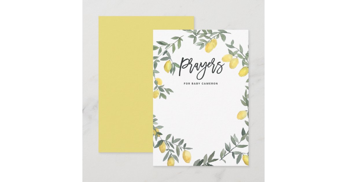 Boho Lemon Wreath Baby Shower Prayers Card | Zazzle