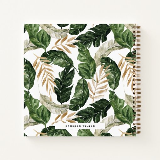Boho Letter C Monogram Watercolor Tropical Cactus Notebook | Zazzle