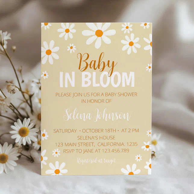 Boho Light Daisy Baby Shower Invitation | Zazzle