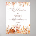 Boho Little Pumpkin Fall Wildflowers Welcome Poster | Zazzle