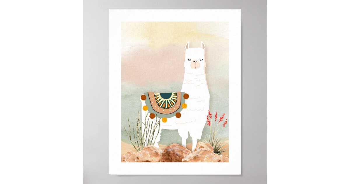 Boho Llama Nursery Poster | Zazzle