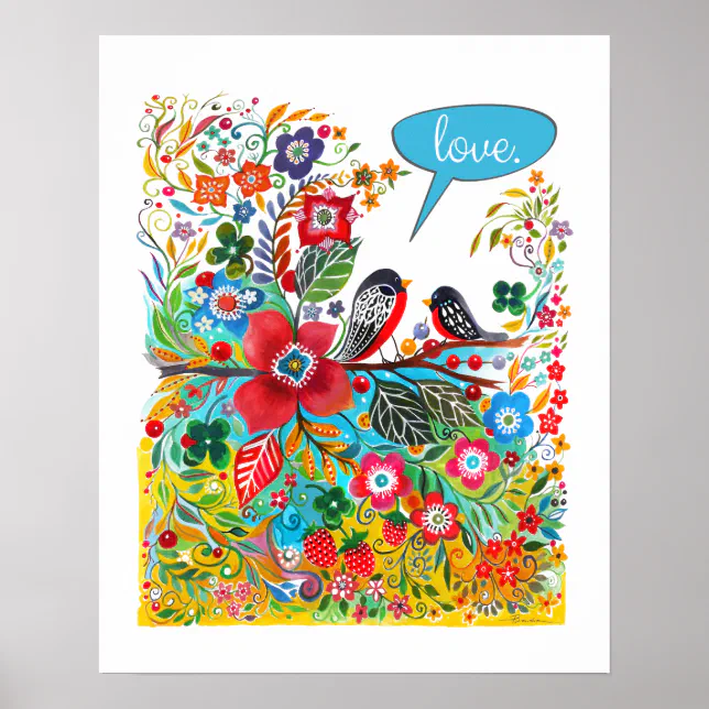 Boho Love Birds Poster | Zazzle