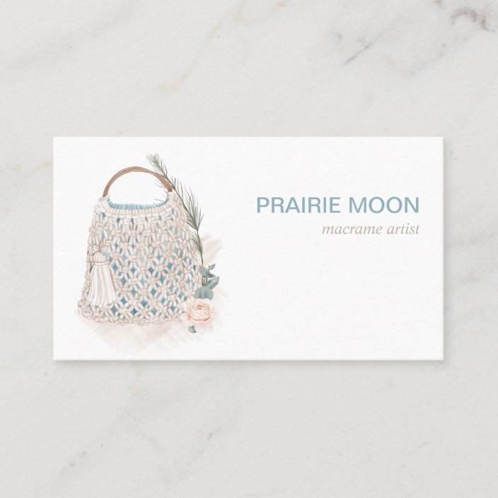 Boho Macrame Watercolor Bag Business Card | Zazzle.com