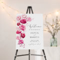 Boho Magenta Hot Pink Floral Wedding Welcome Sign | Zazzle